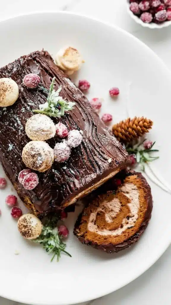 Easy Classic Chocolate Yule Log Cake